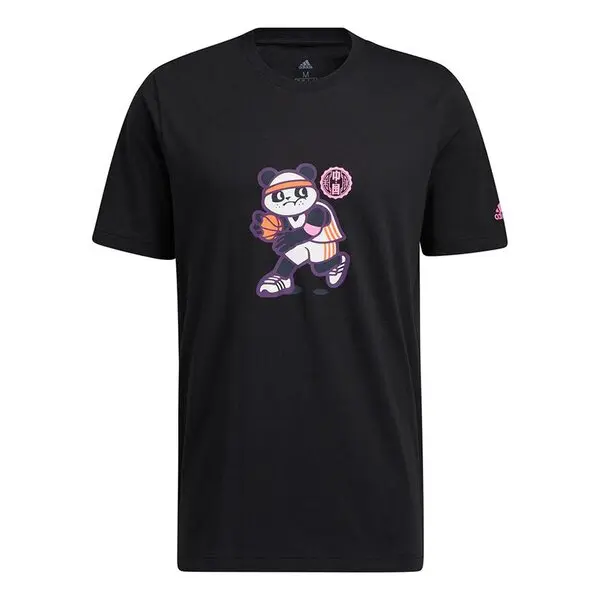 Adidas Panda Tee Funny Cartoon Printing Basketball Sports Round Neck Short Sleeve - Onyx