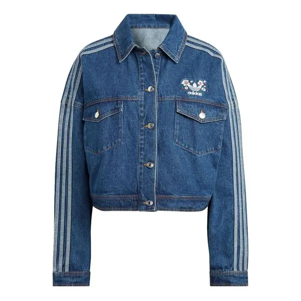 Adidas Originals Logo Denim Jacket 'blue Indigo - Blue Indigo Denim