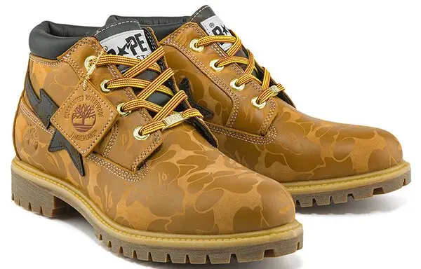 Timberland X Bape Nelson Premium Waterproof Chukka Boots - Yellow/brown/black