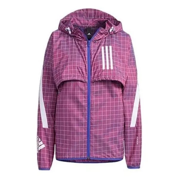 Adidas W.n.d. Jacket With Plaid Print - Red/white