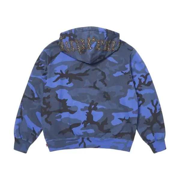 Supreme Ss26 Overdyed Studded Hooded Sweatshirt - Blue Camo