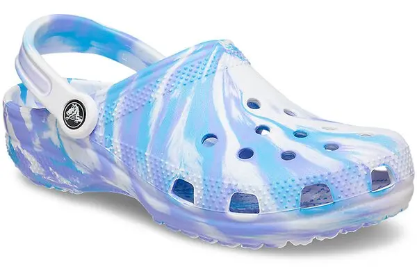 CROCS Classic Clog Marble Sports Sandals - White/blue