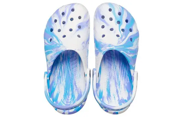 CROCS Classic Clog Marble Sports Sandals - White/blue