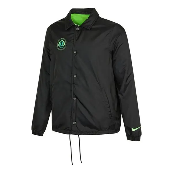 Nike Coaches Fleece Water Repellent Reversible Casual Sports Woven Jacket - Black