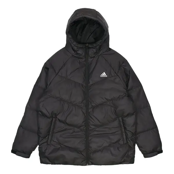 Adidas Hooded Down Jacket With Logo - Default Color