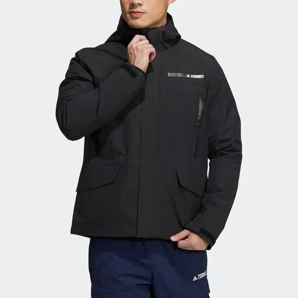 Adidas Hooded Down Jacket With Zipper Closure
