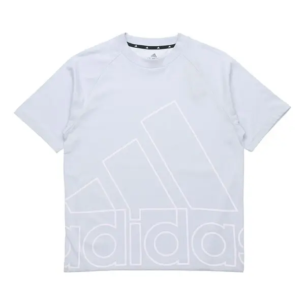 Adidas U Big Logo T Sports Stylish Knit Round Neck Short Sleeve - Blue