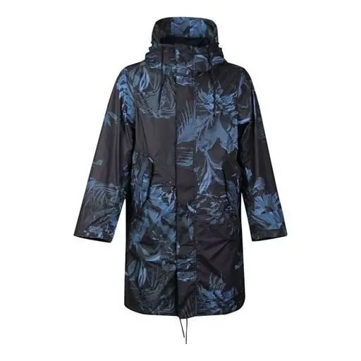Nike Aop Printed Hooded Parka Coat 'blue Black