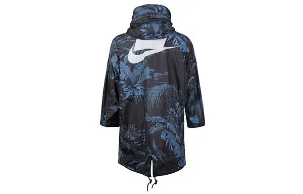 Nike Aop Printed Hooded Parka Coat 'blue Black