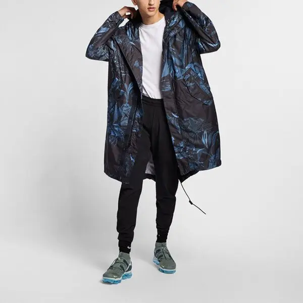 Nike Aop Printed Hooded Parka Coat 'blue Black