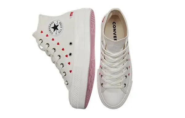 CONVERSE Chuck Taylor All Star Lift Platform High Top Sneakers With Embroidered Hearts