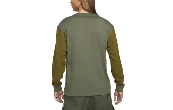 Nike Round Neck Pullover Colorblock Long Sleeves Green T-shirt
