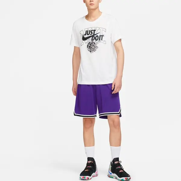 Nike Just Do It Logo Alphabet Printing Round Neck Short Sleeve White T-shirt - Default Color