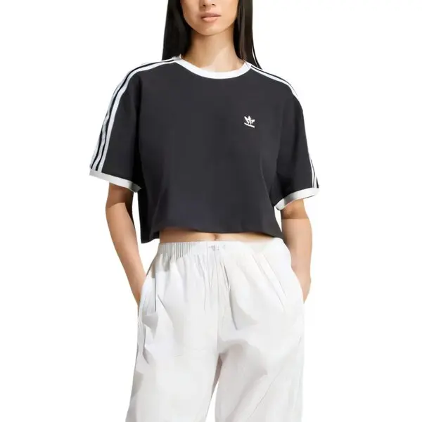 Adidas 3-stripes Loose Crop Top - Black/white