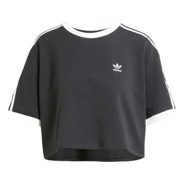 Adidas 3-stripes Loose Crop Top - Black/white