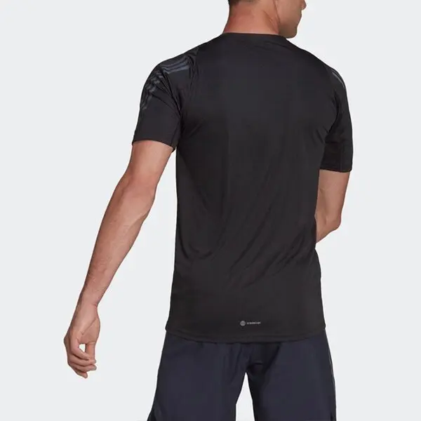 Adidas Round Neck Short Sleeve Pullover Solid Color Black T-shirt