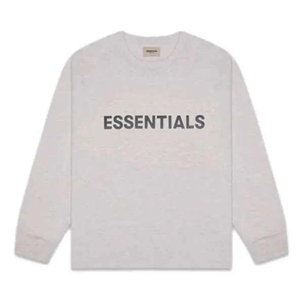 Fear Of God Fw20 Long Sleeve Logo Tee 'heather Oatmeal - Grey/beige