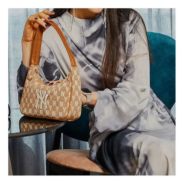MLB Monogram Retro Full Print Series Shoulder Bag - Khaki