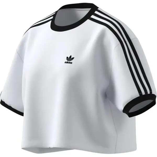 Adidas 3-stripes Loose Crop Top - White/black