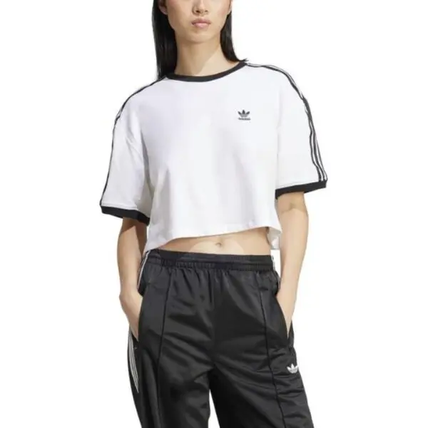 Adidas 3-stripes Loose Crop Top - White/black