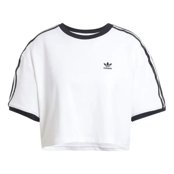 Adidas 3-stripes Loose Crop Top - White/black