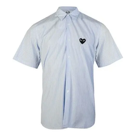 Play Comme Des Garcon Black Emblem Striped Short Sleeve Shirt