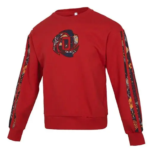 Adidas Crew Limited Printing Basketball Sports Round Neck Pullover - Red