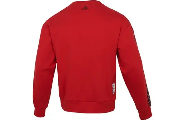Adidas Crewneck Pullover With Printed Sleeves - Red