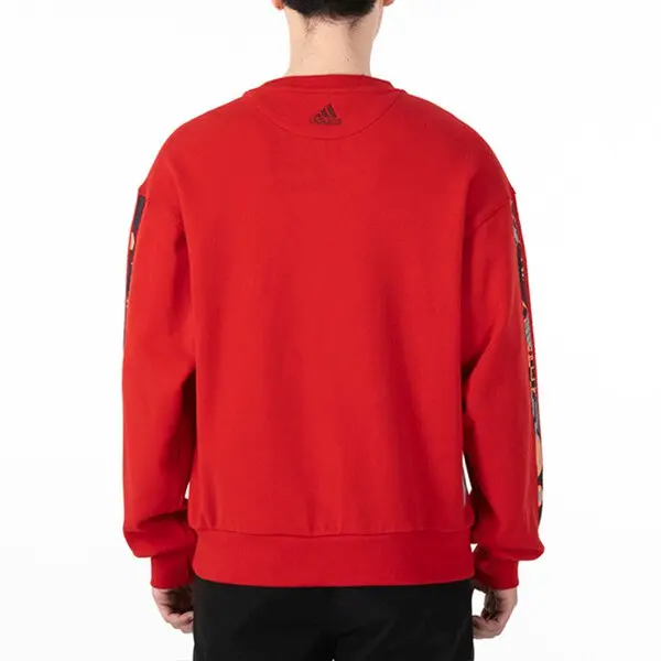 Adidas Crewneck Pullover With Printed Sleeves - Red