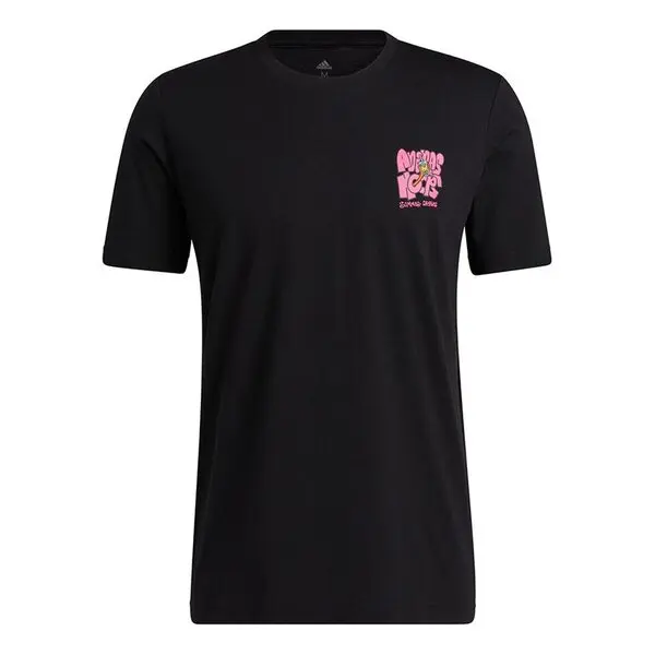 Adidas Lil Stripe Boba Funny Printing Logo Basketball Sports Short Sleeve - Black