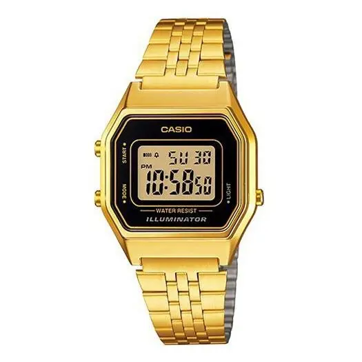 Casio Vintage Digital Watch With Steel Link Band - Gold