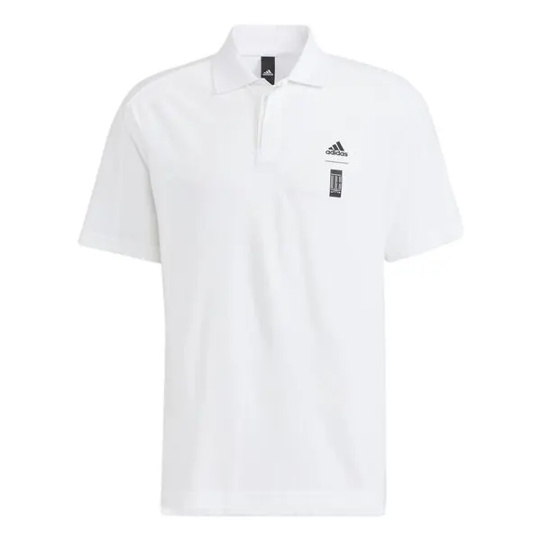 Adidas Wj Mh Polo Solid Color Chest Brand Logo Printing Short Sleeve White Polo Shirt - Default Colorway