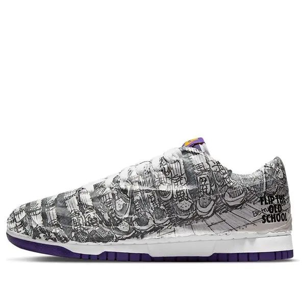 Nike Dunk Low "flip The Old School" Sneakers - White/varsity Purple/varsity Maize