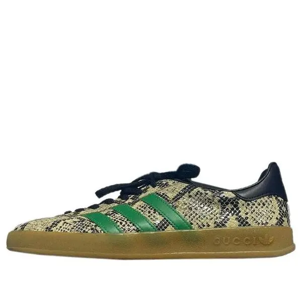 Gucci X Adidas Gazelle Python Print Lace-up Sneakers - Beige/black/green