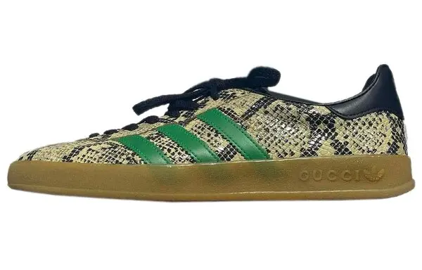 Gucci X Adidas Gazelle Python Print Lace-up Sneakers - Beige/black/green