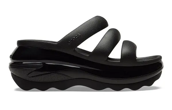 CROCS Mega Crush Triple Strap Platform Sandals - Black