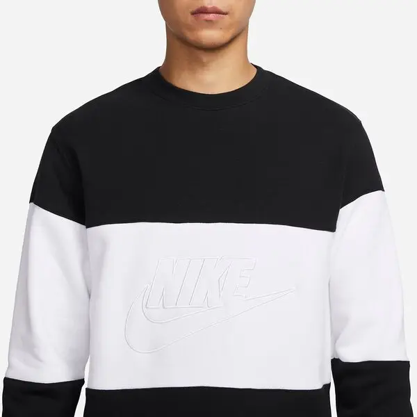 Nike Club+ French Terry Crew Neck Sweatshirt - Black/white