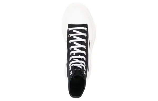 Alexander McQueen Tread Slick High Top Lace Up Boots - Black/white