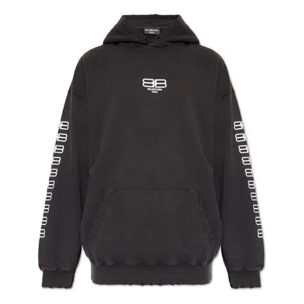 Balenciaga Bb Paris Icon Hoodie - Black/white