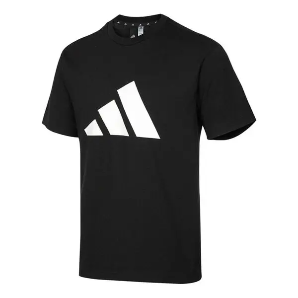 Adidas M Fi 3b Tee Contrasting Colors Logo Sports Round Neck Short Sleeve - Black