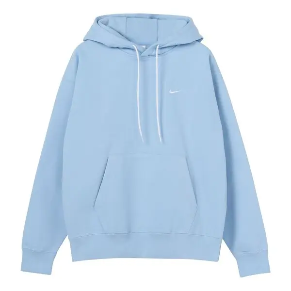 Nike Logo Embroidered Fleece Lined Hoodie - Blue