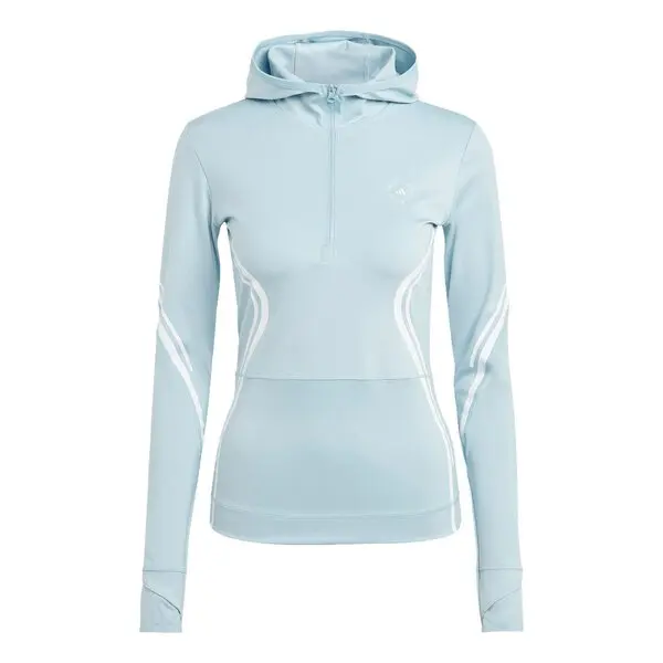 Adidas By Stella Mccartney Long Sleeve Hooded Top - Blue White
