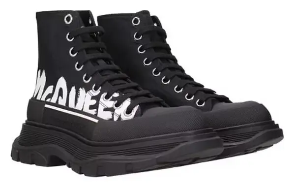 Alexander McQueen Tread Slick Graffiti Logo Boots