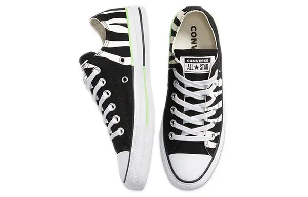 CONVERSE Chuck Taylor All Star "black Zebra Print Neon Green" Low Top Sneakers - Blackwhite