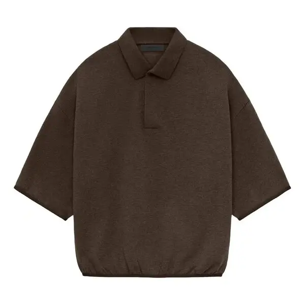 Fear Of God 3/4 Sleeve Polo Shirt 'heather Wood - Brown