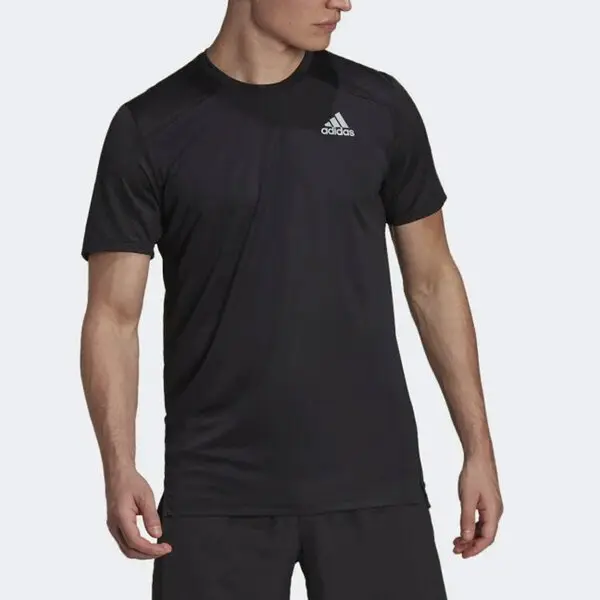 Adidas Solid Color Logo Round Neck Short Sleeve Black - Multi-color