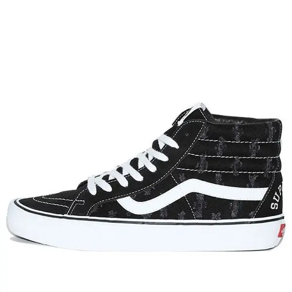 VANS Supreme X Sk8-hi Hole Punch Denim High Top Sneakers - Black