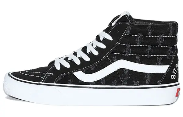 VANS Supreme X Sk8-hi Hole Punch Denim High Top Sneakers - Black