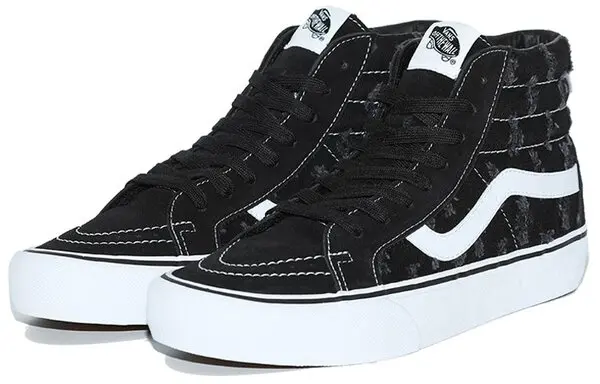 VANS Supreme X Sk8-hi Hole Punch Denim High Top Sneakers - Black