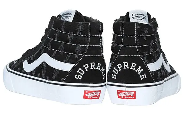 VANS Supreme X Sk8-hi Hole Punch Denim High Top Sneakers - Black